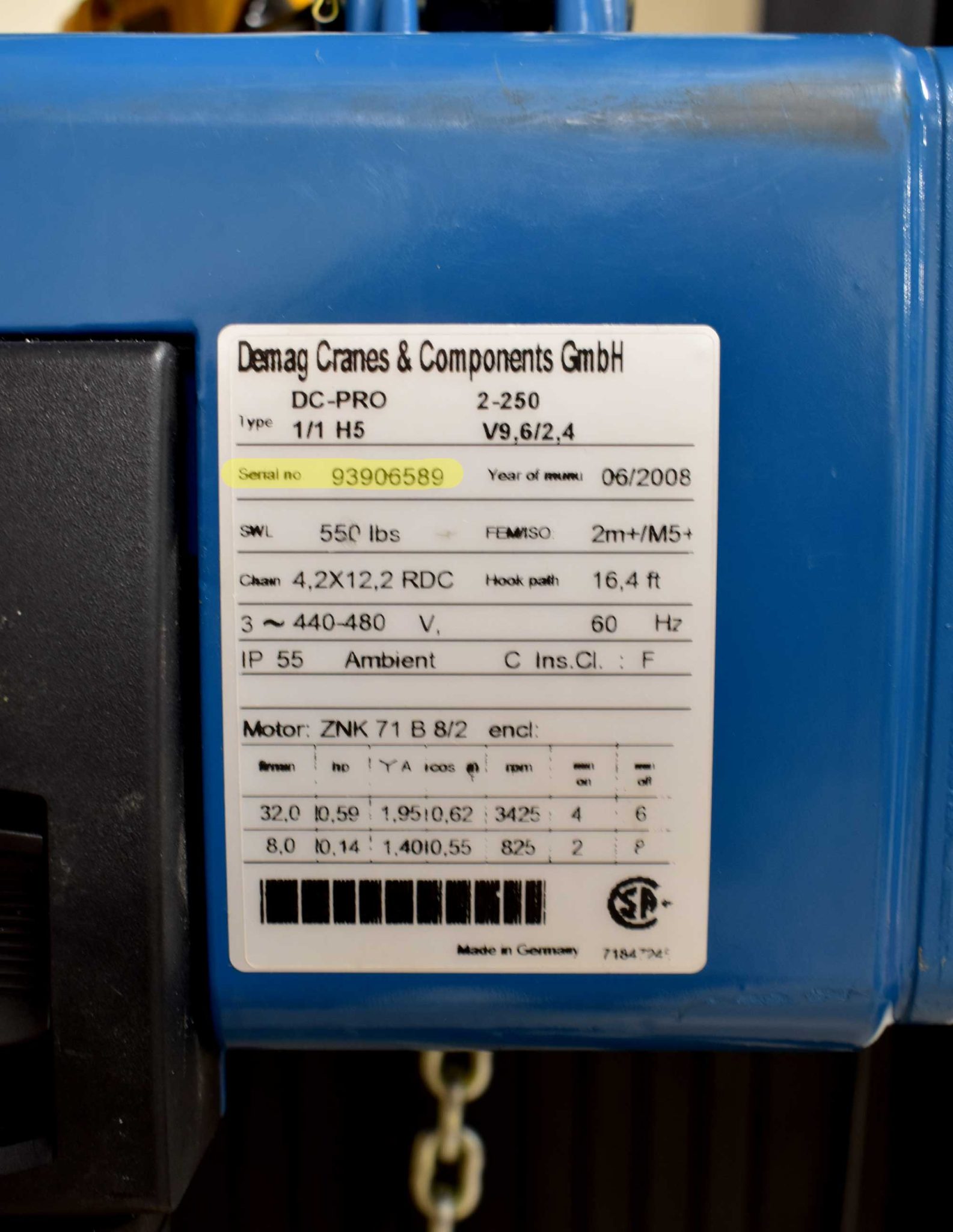 Hoist Info Needed for Parts & Troubleshooting | Demag Cranes